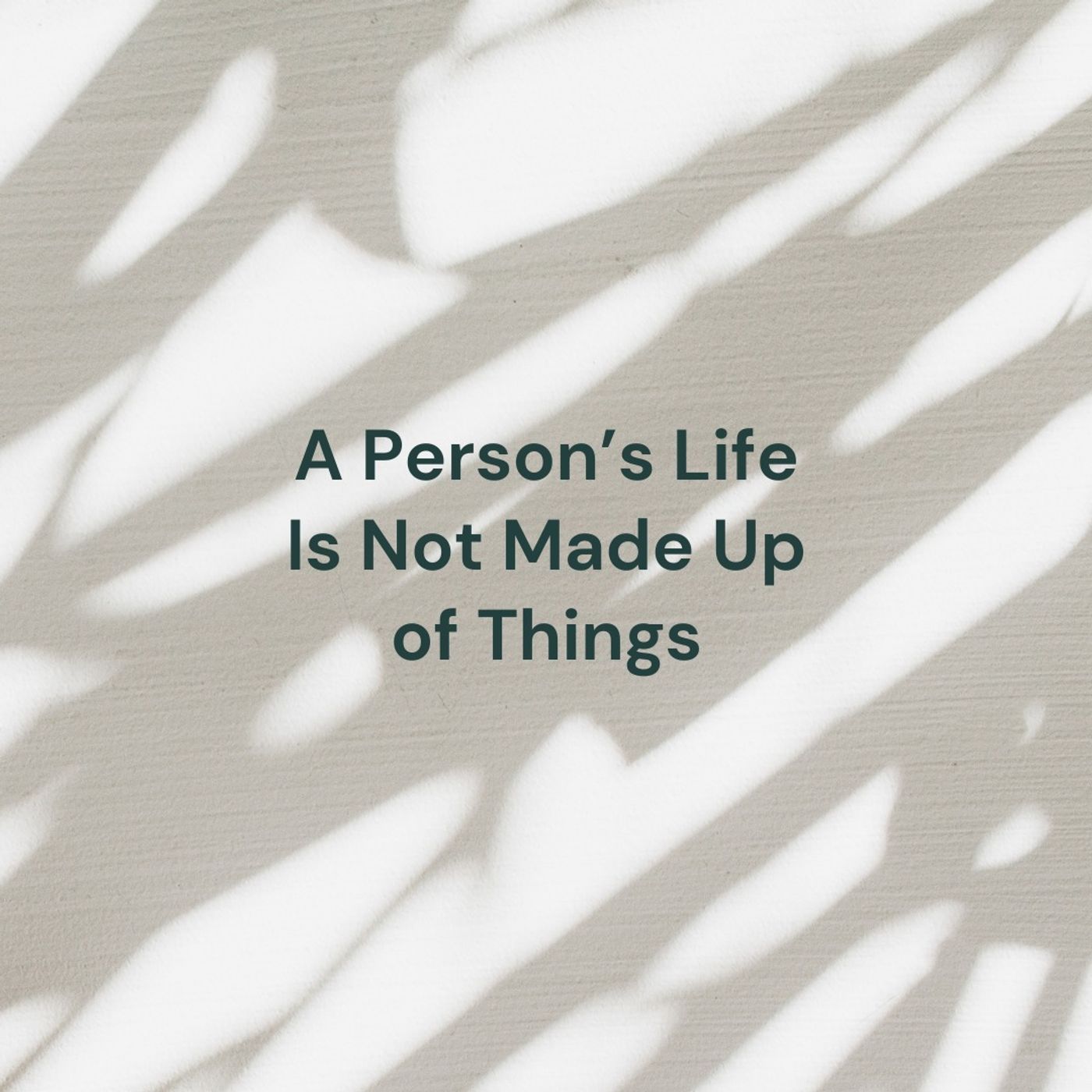 A Person’s Life Is Not Made Up of Things